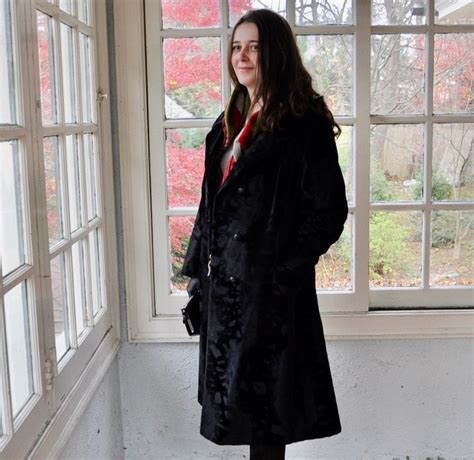 Vtg 1950s 60s Black Faux Fur Swing Coatfaux Broadtail Lambskin Fur