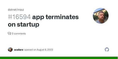 App Terminates On Startup · Issue 16594 · Dotnetmaui · Github