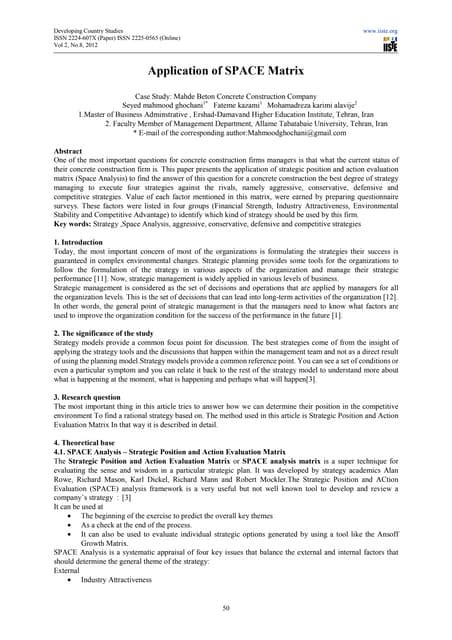 Strategy Analysis And Selecting Space Matrix Ppt