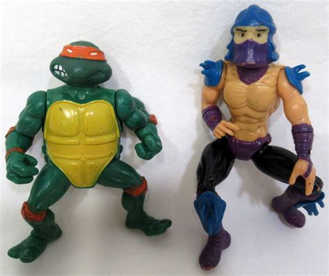 Vintage 1988 Playmates Tmnt Soft Head Shredder And Michaelangelo 2 Figure