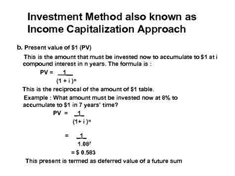 Investment Method Also Known As Income Capitalization Approach