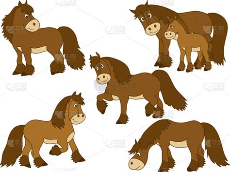 可爱的 马 卡通 宠物 图像 种马 小马 哺乳纲 性格 动物