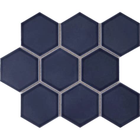 Interceramic Elegant Blue Mosaic Tile Glossy Hexagon Tile