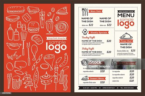 Modern Restaurant Menu Cover Desain Pamflet Vektor Template Ilustrasi Stok Unduh Gambar