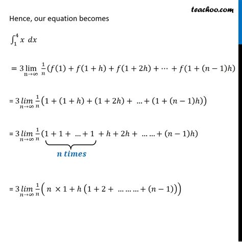 Question Integrate X X Dx By Limit As A Sum Area As A Sum