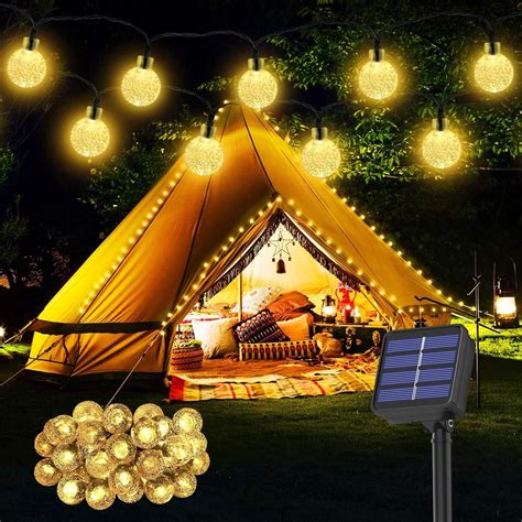 Avnerce Solar String Lights Outdoor 50 Led 24ft Crystal Globe Lights