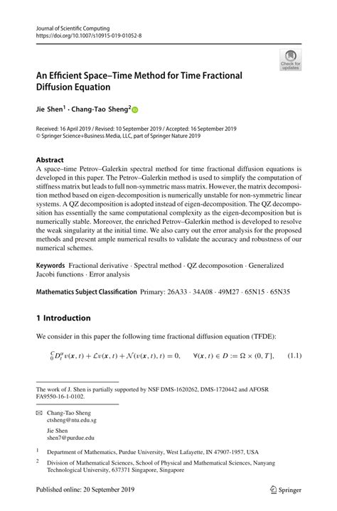 Pdf An Efficient Spacetime Method For Time Fractional Diffusion Equation