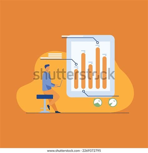 Business Man Illustration Business Analyst Dashboard Stock Vector