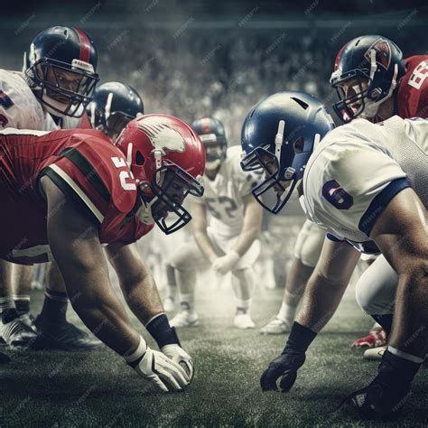 Premium Photo American Football Players In Action Game With Football