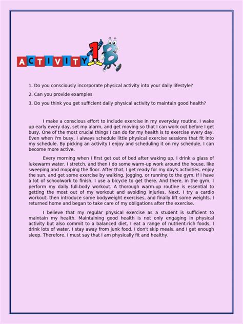 Daily Exercise Routine For Health Pdf