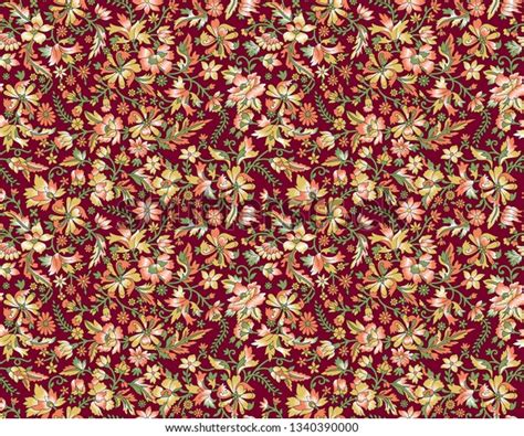 Seamless Cute Paisley Pattern On Red Stock Illustration 1340390000