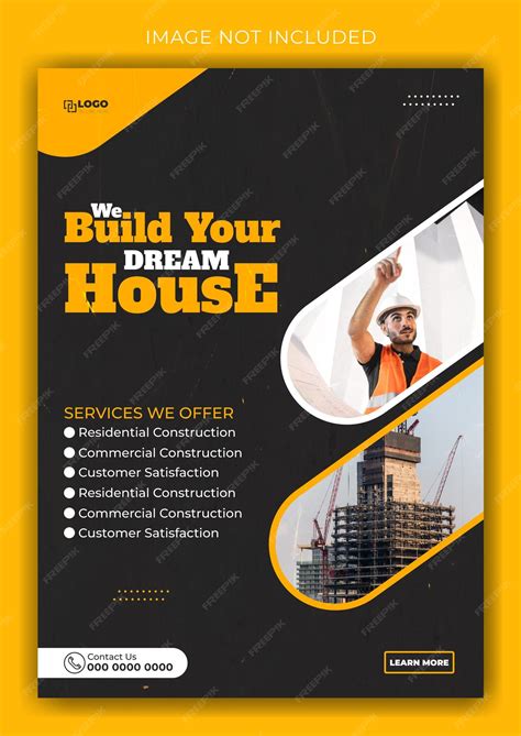 Premium Vector Reliable Construction Ads Promotional Flyer Design