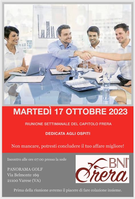 Martedì 17 Ottobre Si Terrà Un Incontro Speciale Del Nostro Capitolo