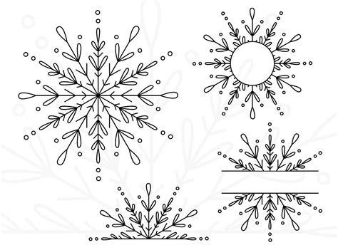 Single Line Snowflake Svg Bundle Foil Quill Christmas Svg Hand