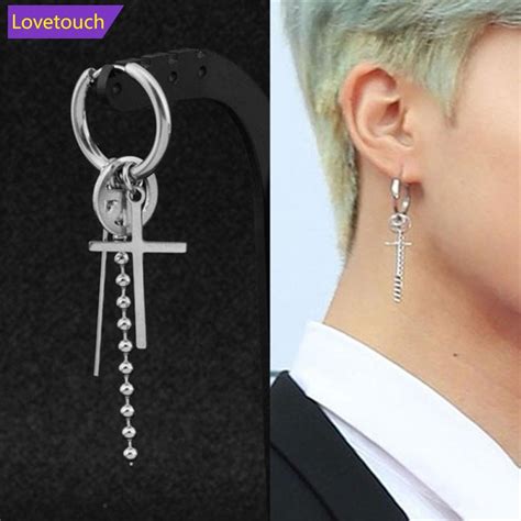 Lovetouch ต่างหูผู้ชายโซ่เหล็กสีเรขาคณิต Fringe ยาวผู้ชายต่างหูแฟชั่นเครื่องประดับ B8u3 Shopee