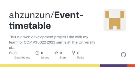 GitHub Ahzunzun Event Timetable This Is A Web Development Project I Did With My Team For