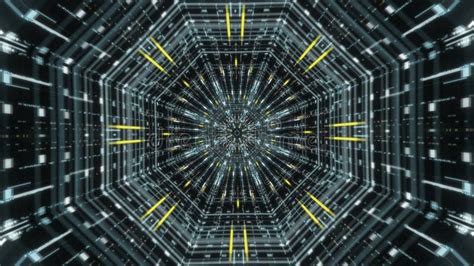 Moving Forward Inside Fluorescent Neon Glowing Light Lines Animation