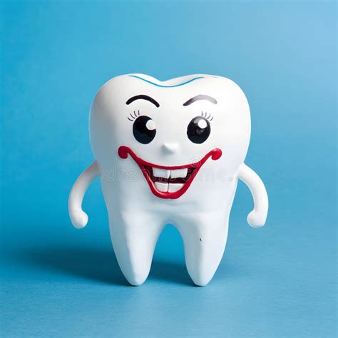 Cheerful Tooth Figurine Promotes Dental Wellness Bright Blue