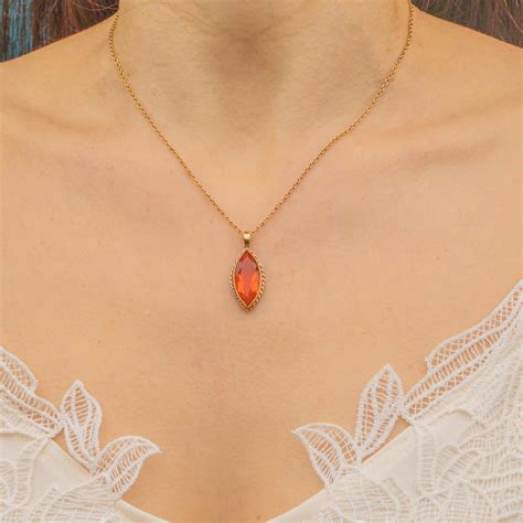 9ct Gold Fire Opal Pendant 350ct