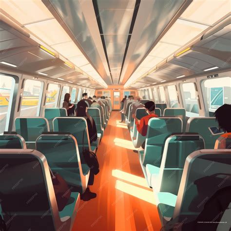 Premium Ai Image Empty Cabin Of A Modern Passenger Train Empty Blue