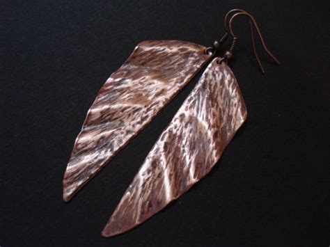 Handmade Copper Leaf Earrings