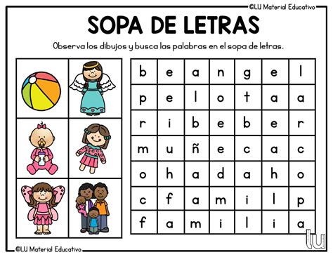 Sopas De Letras Para Infantil Y Primaria Imagenes Educativas