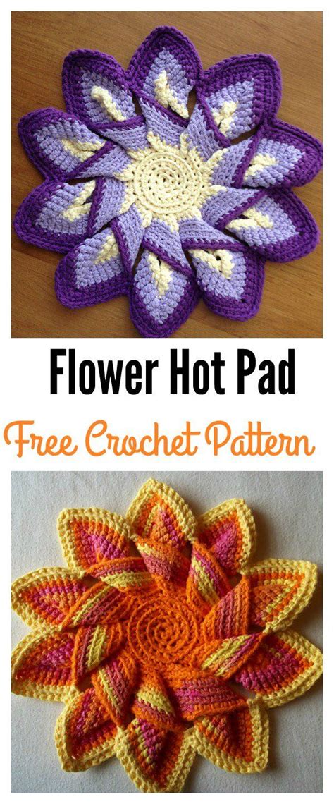 Free Crochet Pattern Flower Hot Pad For A Stylish Kitchen