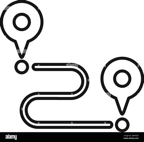 Simplistic Black Line Icon Of A Winding Route With Two End Location Markers Suitable For