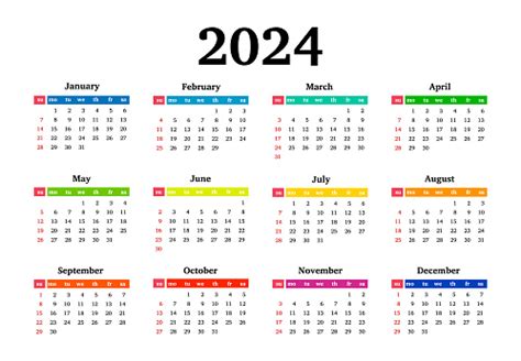Calendar For 2024 Isolated On A White Background Stock Illustration
