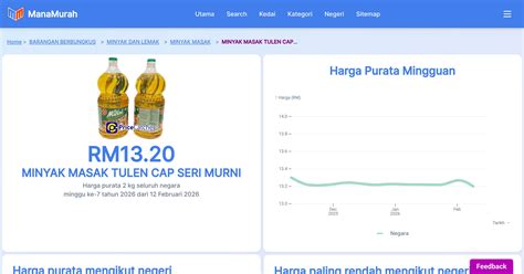 Rm13 26 2 Kg Minyak Masak Tulen Cap Seri Murni Harga Purata Seluruh