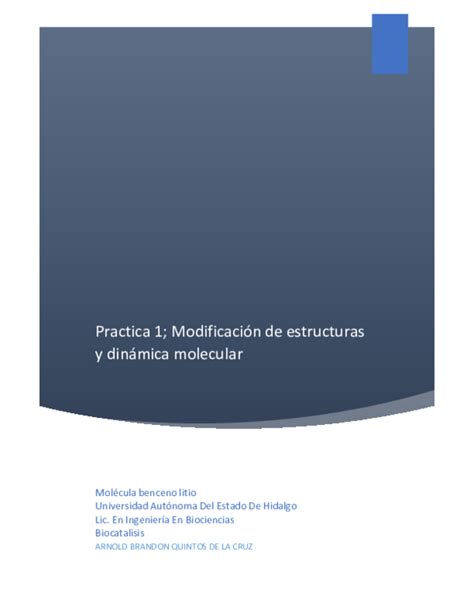 Pdf Practica 1 Modificación De Estructuras Y Dinámica Molecular