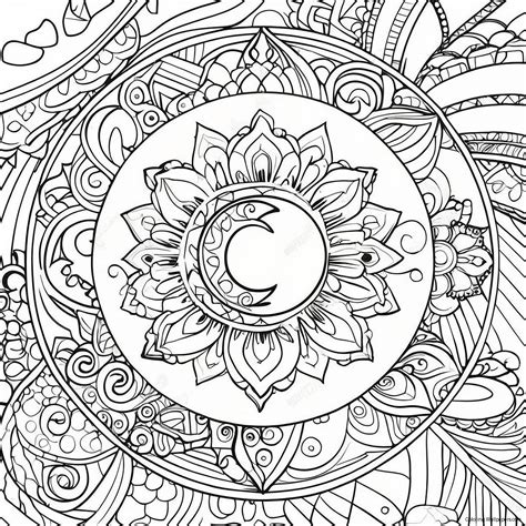 Celestial Moon Mandala Coloring Page 17920 14139