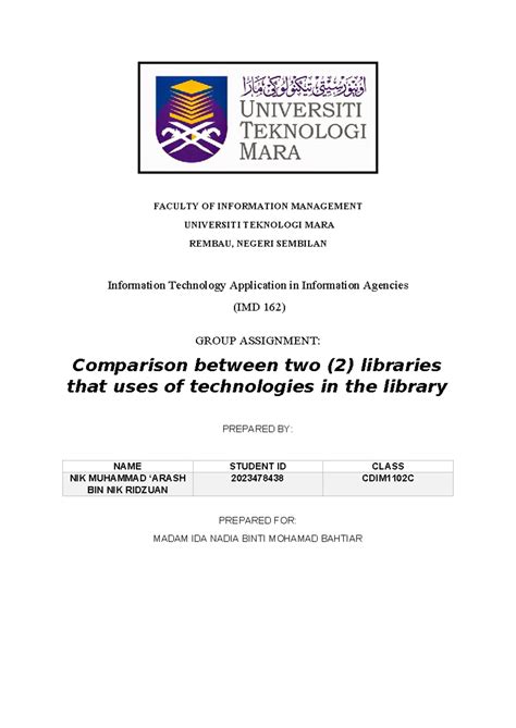 Imd 162 Group Assignment Tech Uses In Selangor And Melaka Libraries