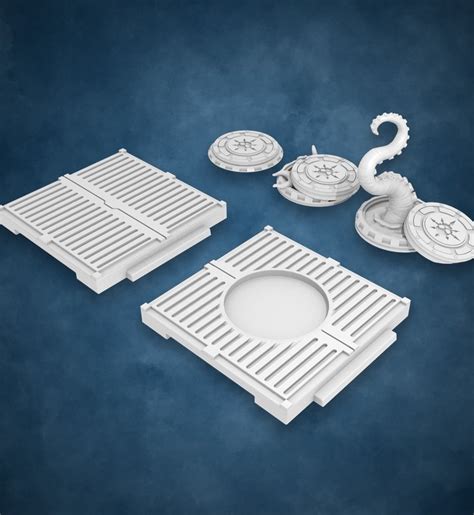 Pack 2 Sci Fi Assemblable Tiles And 3 Different Manholes 3d Model 3d