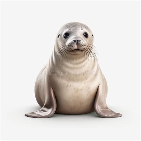 Simple Cel Shaded 3d Seal Character Pose For Animation Stock