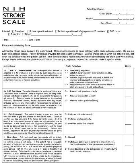 Nihss Stroke Scale Printable