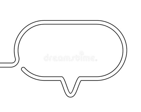 Continuous Line Drawing Of Speech Bubble Black And White Vector Minimalistic Linear