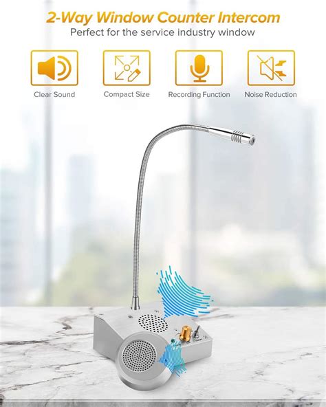 Elikliv Counter Intercom System Dual Way Window Intercom Talk Through Store Office Window Glass