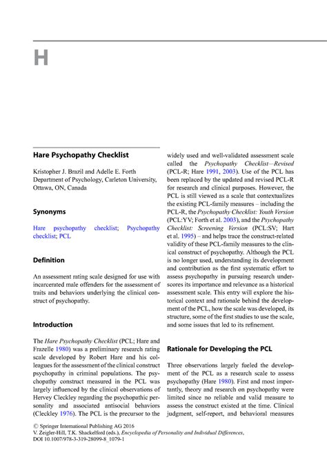 Psychopathy Checklist