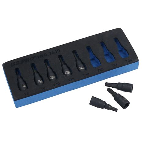 14in Drive Male Torx Star Impacted Impact Shallow Sockets T6 T30 8pc Set