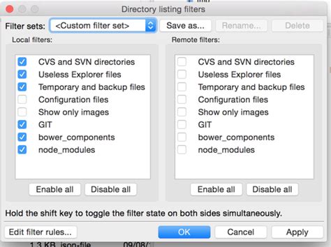 Ftp How Can I Get FileZilla To Ignore Folder Or Files Like Svn Or CVS Super User