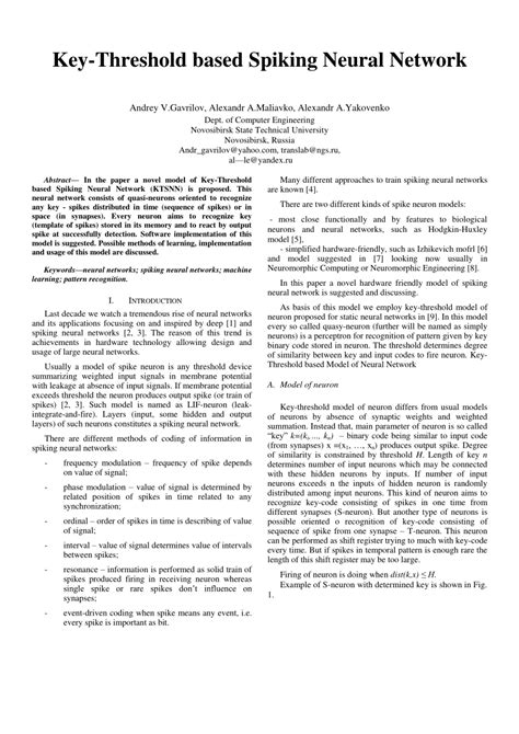 pdf key threshold based spiking neural network