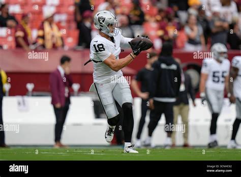 Las Vegas Raiders Wide Receiver Jack Bech 18 Warms Up Before An Nfl