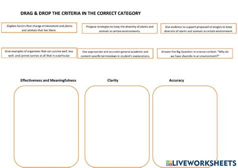 Science Rubric Worksheet Live Worksheets