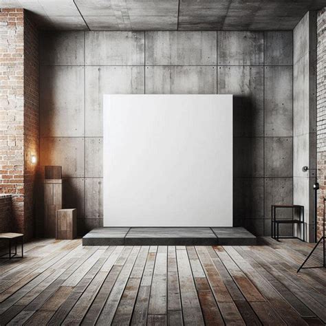 Um Espaço Criativo De Inspiração Industrial Moderno Com Uma Parede De Tijolos Ou Cimento Em