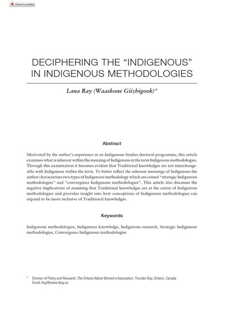 Ray 2012 Deciphering The Indigenous In Indigenous Methodologies