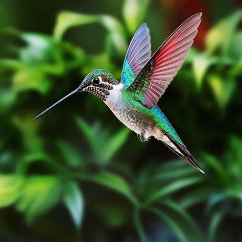 Colorful Hummingbird In Flight Premium Ai Generated Image