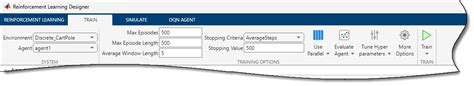 Specify Training Options In Reinforcement Learning Designer Matlab