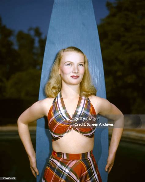American Actress Veronica Lake Portrait Wearing A Two Piece Tartan