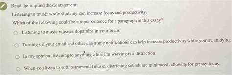 Read The Implied Thesis Statement Listening To Music While Studying